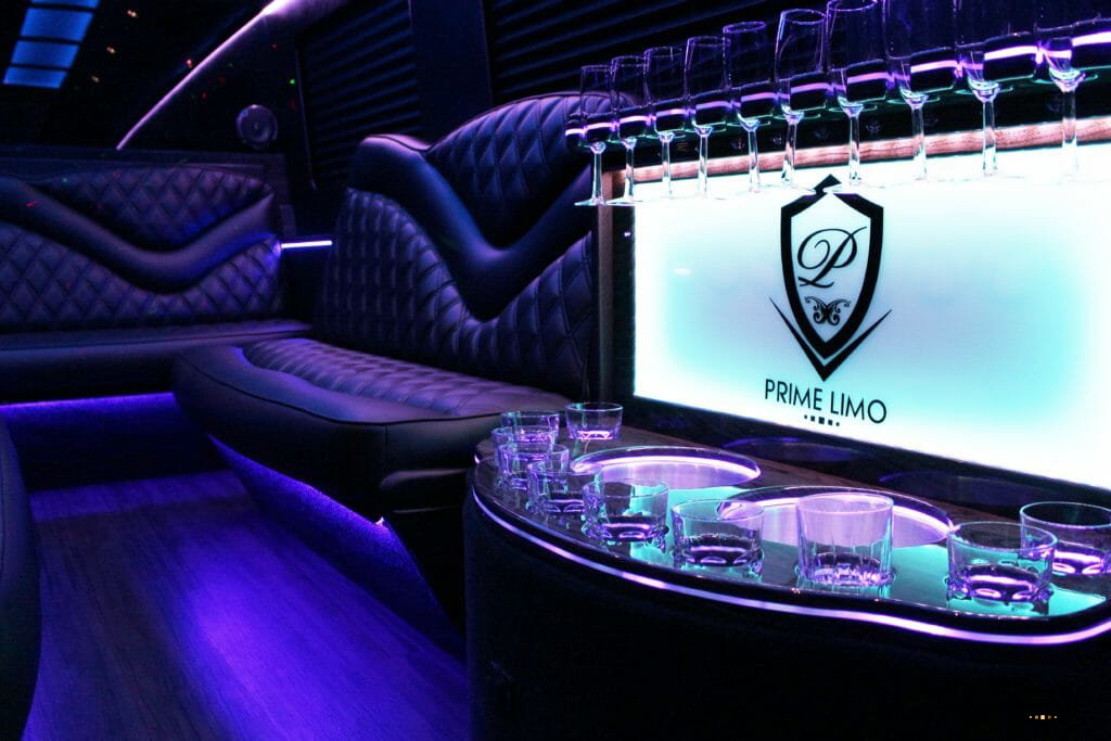 Limo Sprinter Blue Interior | Prime Limo & Car Service | Limo Service ...